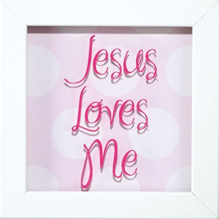 Fine Art, Prints, Posters : Framed Wall Art Jesus Loves Me Girl 8x8in.